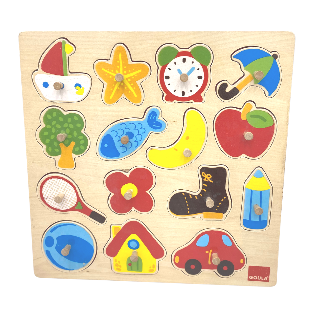 Puzzle encastrable objets Goula d'occasion - KIDIBAM Puzzle encastrable objets Goula d'occasion - KIDIBAM